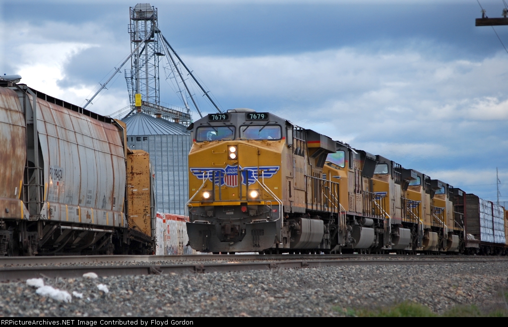 UP 7679 is on the Lead of an Eastbound UP Freight